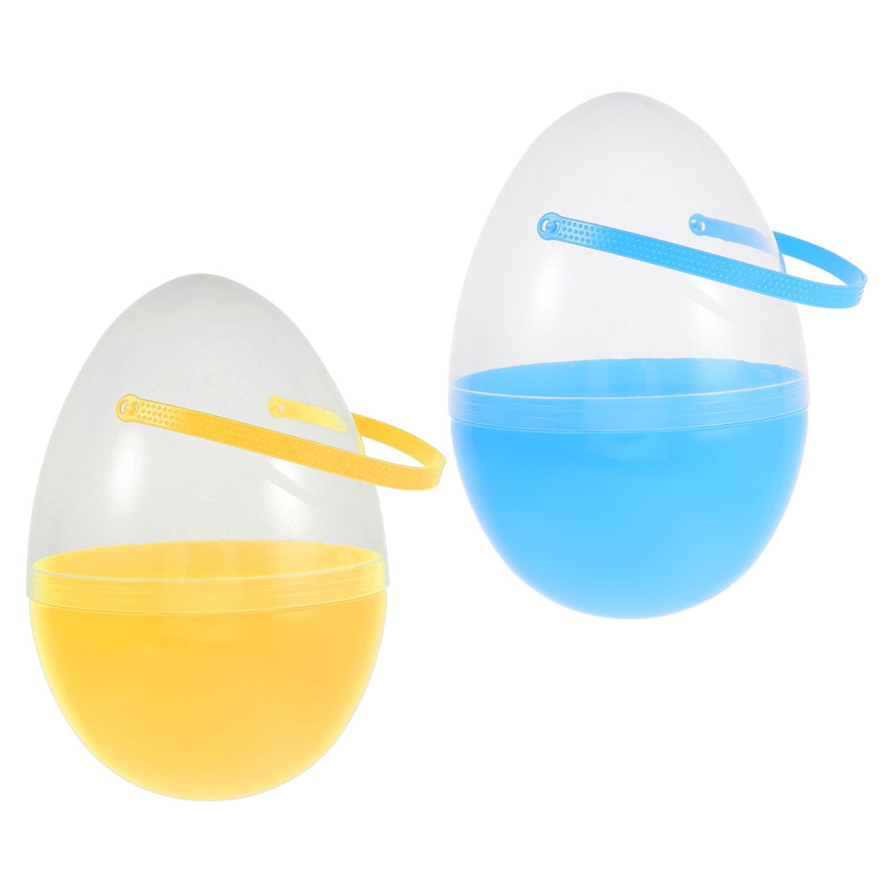 KONTONTY 2pcs Giant Easter Eggs Fillable Jumbo Eggs with Handles Plastic Easter Extra Large Eggs ...