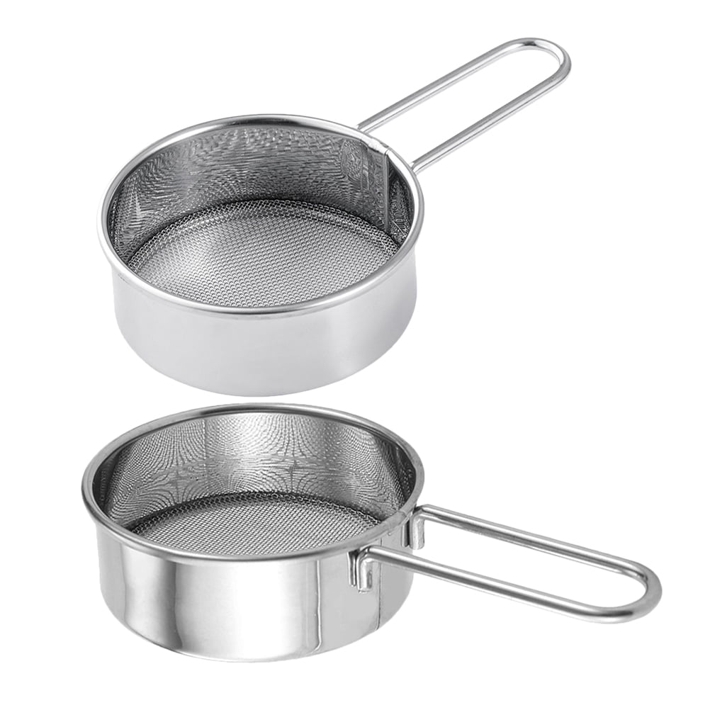 KONTONTY 2pcs Handheld Stainless Steel Flour Sifter 40 Mesh Mini Sieve ...