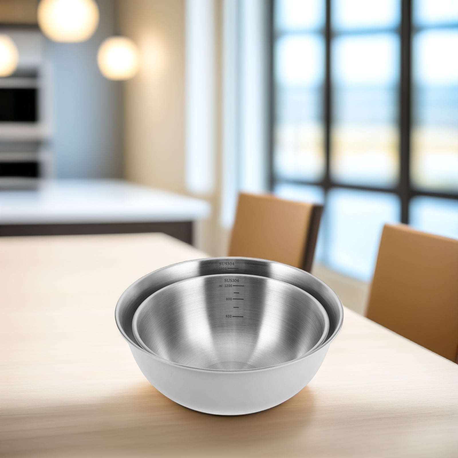 KONTONTY 2pcs Stainless Steel Mixing Bowl Large Size 304 Food Grade ...