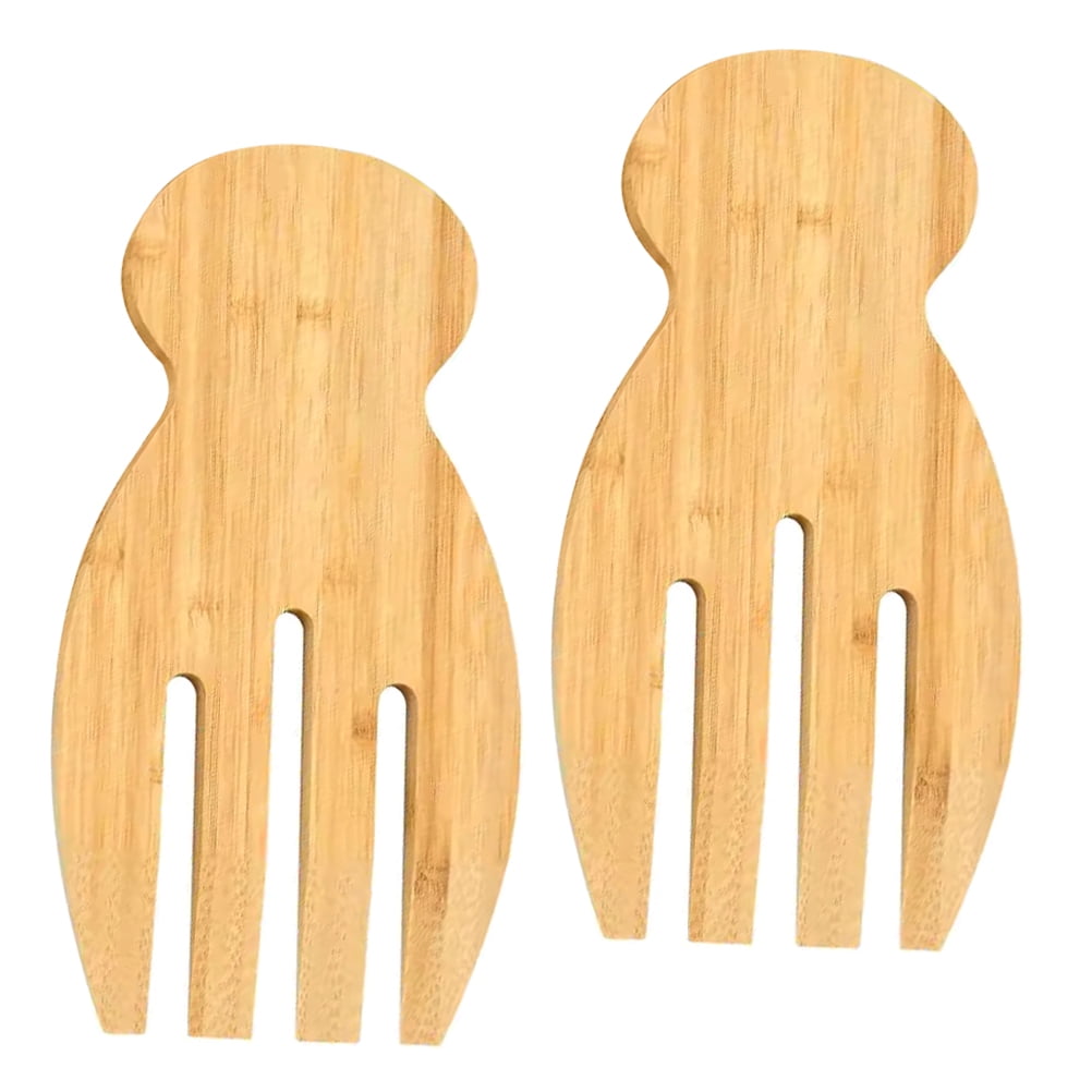 KONTONTY 2pcs Wooden Salad Hands Utensils Serving Tools Tongs for ...