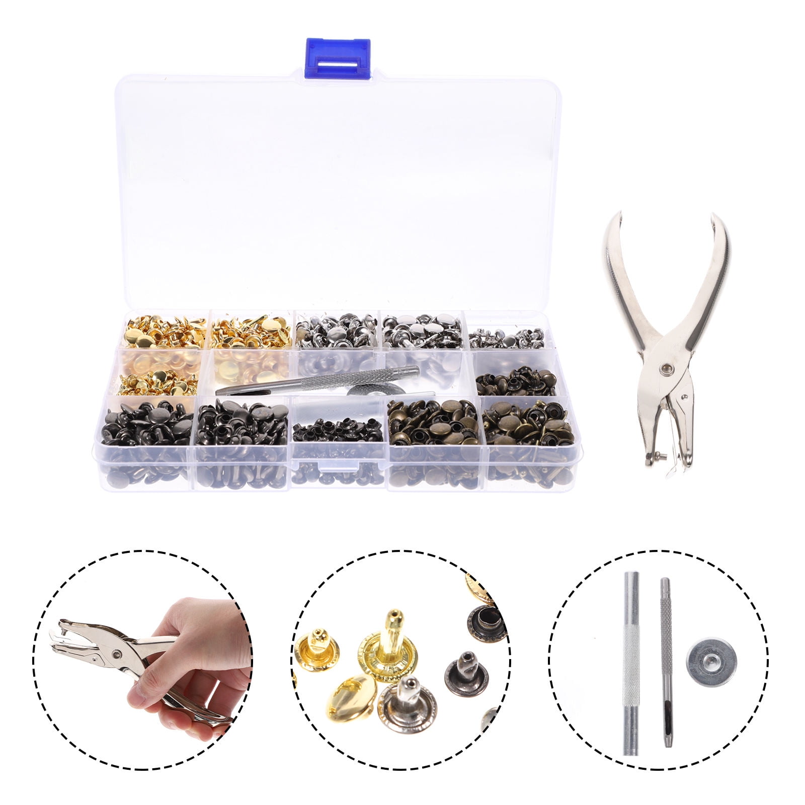 KONTONTY 3 Tools Rivet Setting Tool Kit for Diy Rivets Crafting Studs ...