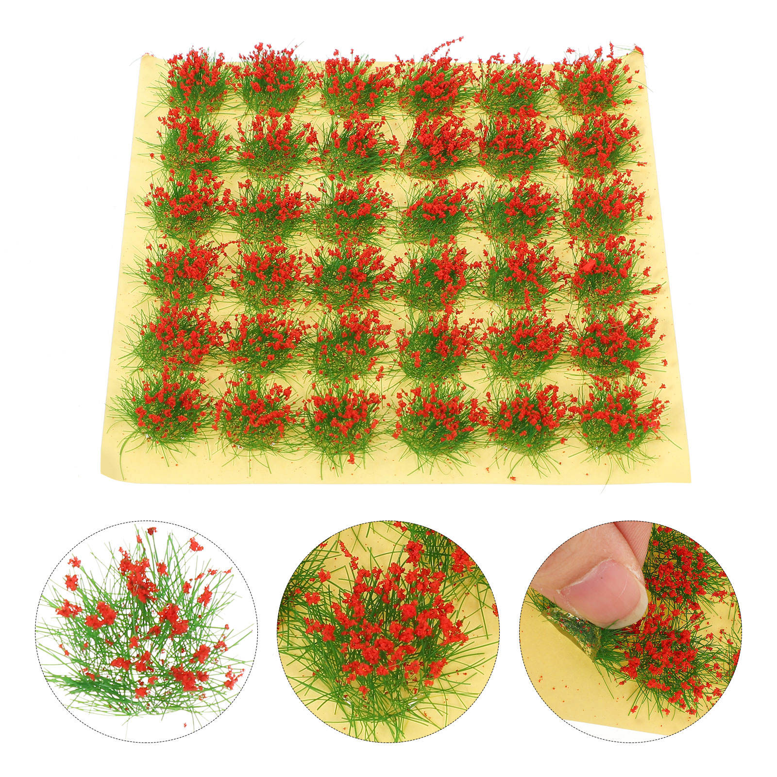 KONTONTY 36 Pieces Static Grass per Sheet for Miniature Modeling, Red ...