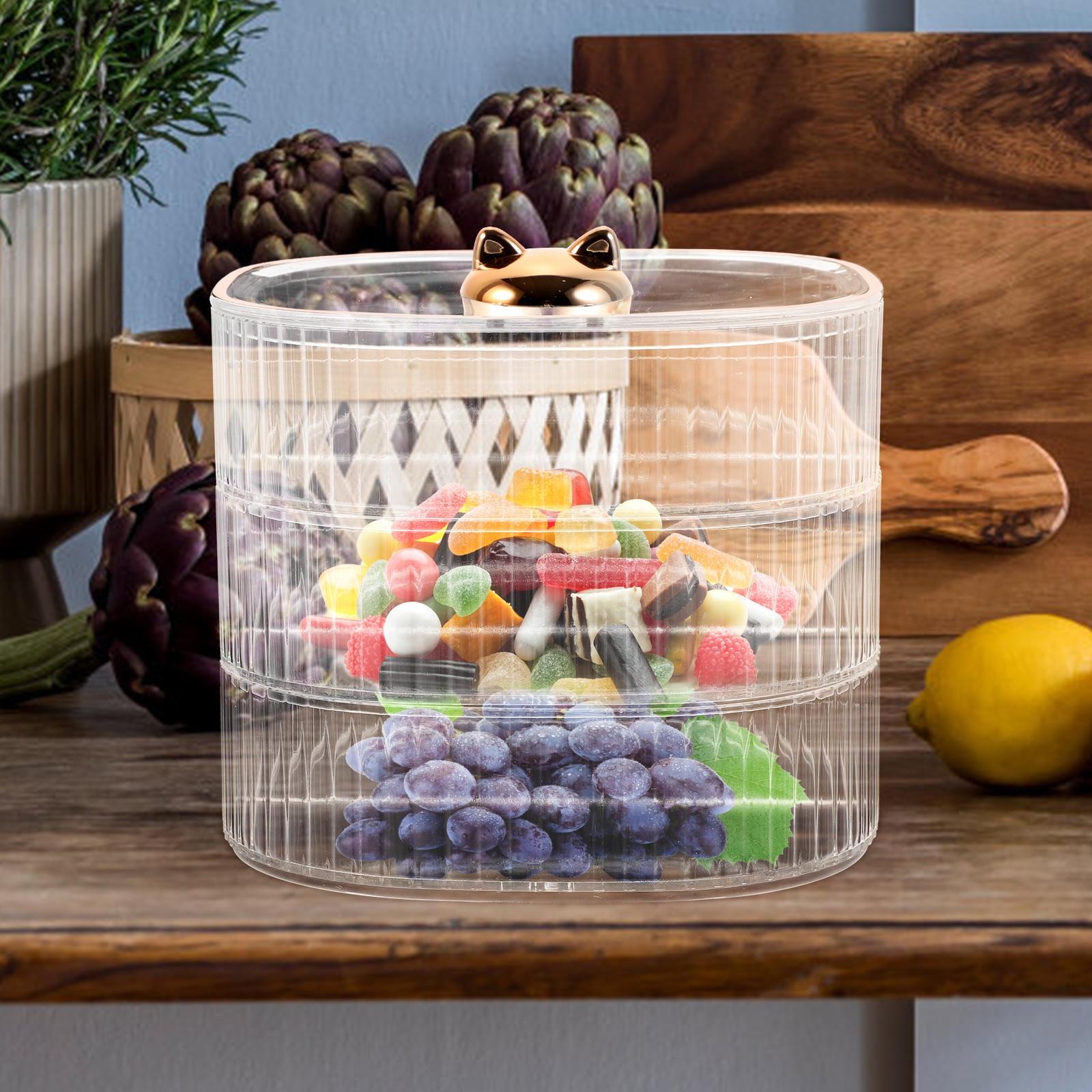 KONTONTY 3Pack Rectangular Gilt Candy Snack Box With Water Drainage ...