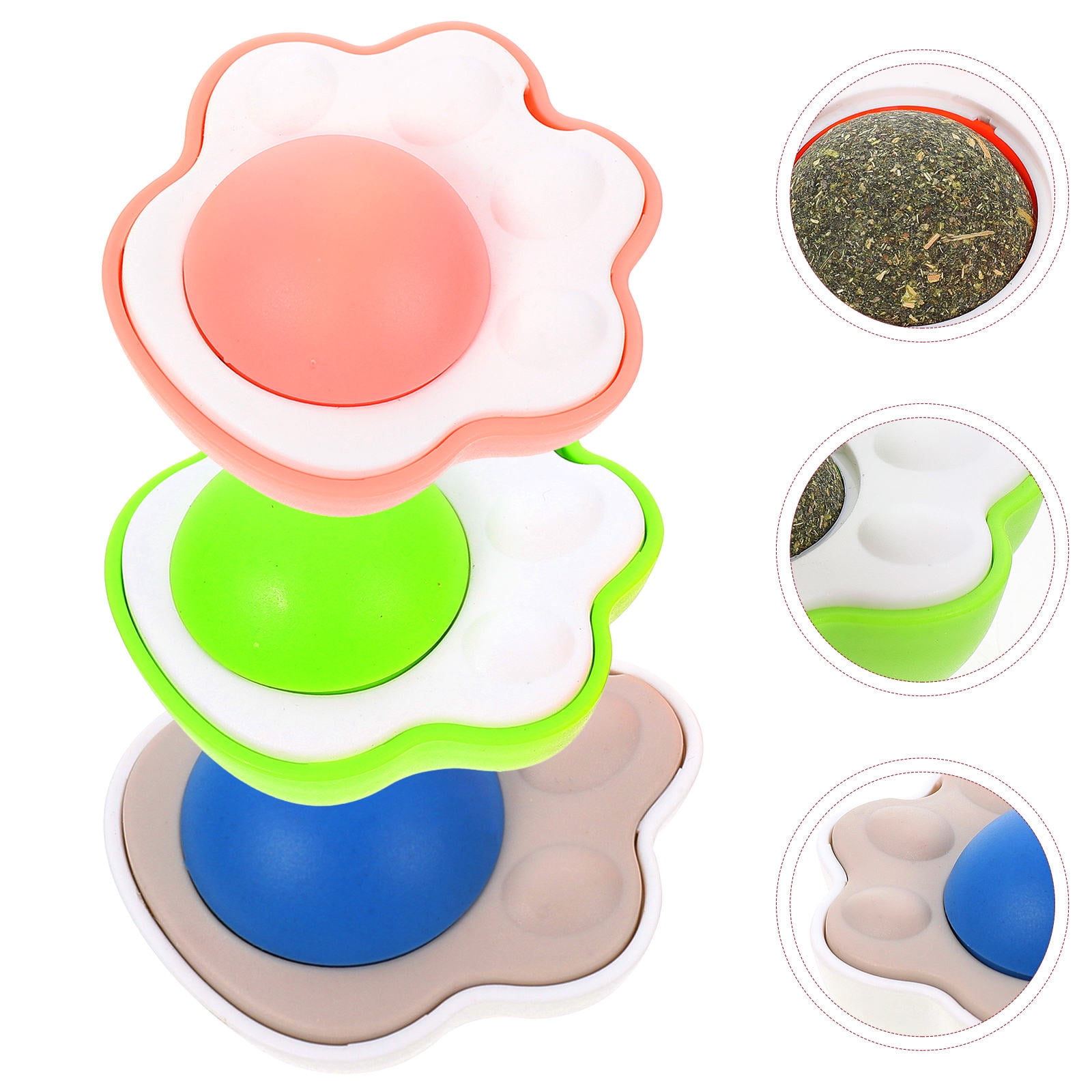 KONTONTY 3pcs Edible Chewing Balls for Indoor Cats Interactive Licking ...