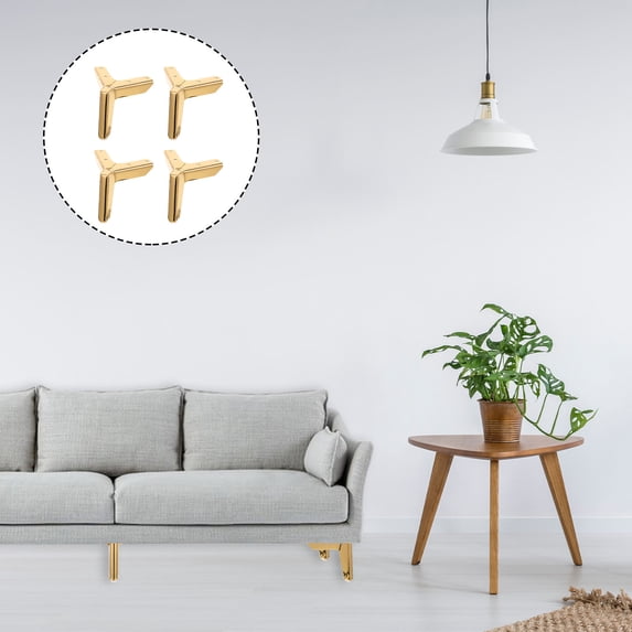 KONTONTY 4Pcs Metal Triangle Furniture Legs Golden Finish Durable ...