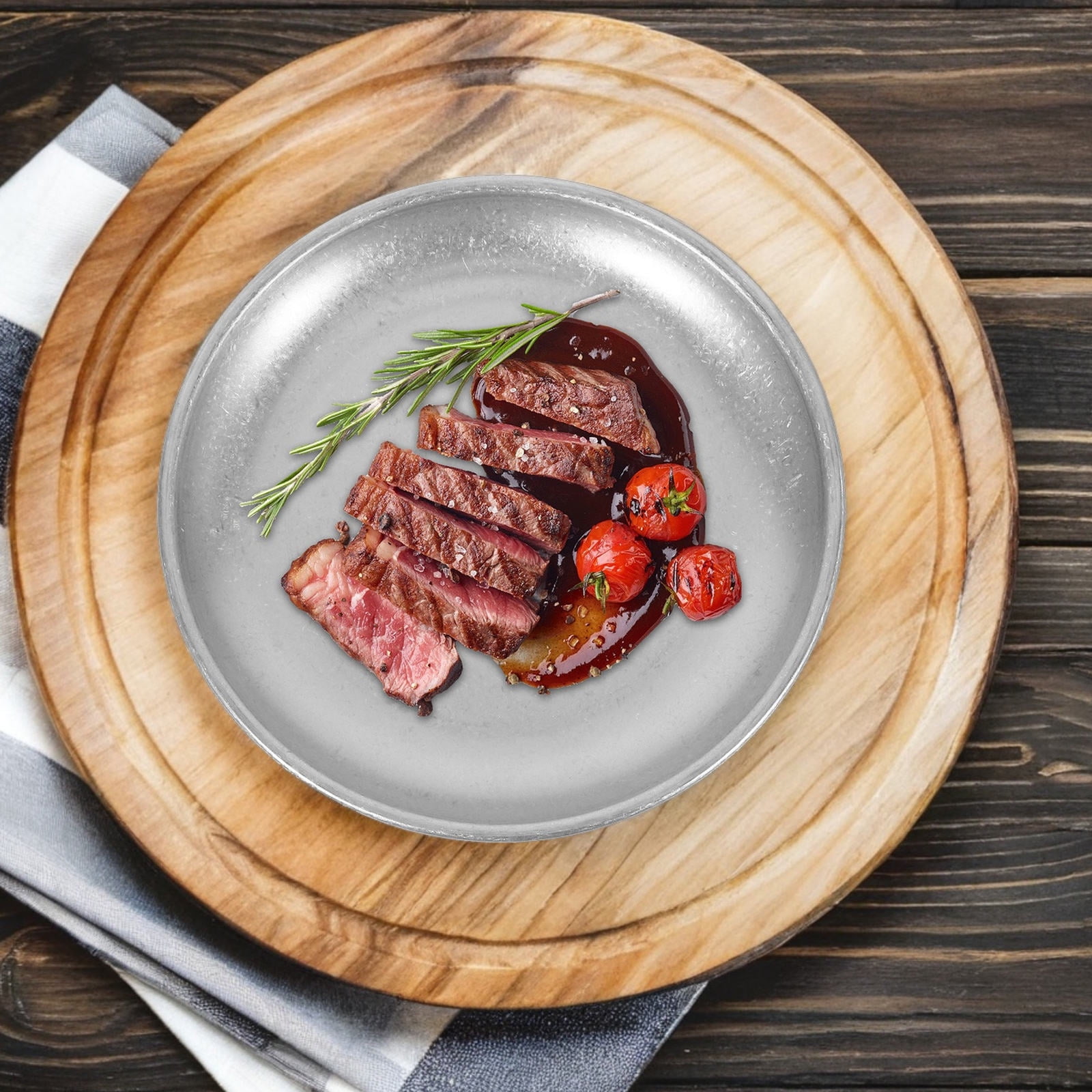 KONTONTY 4pcs 5.5 Inch Korean Style Stainless Steel Round Food Tray ...