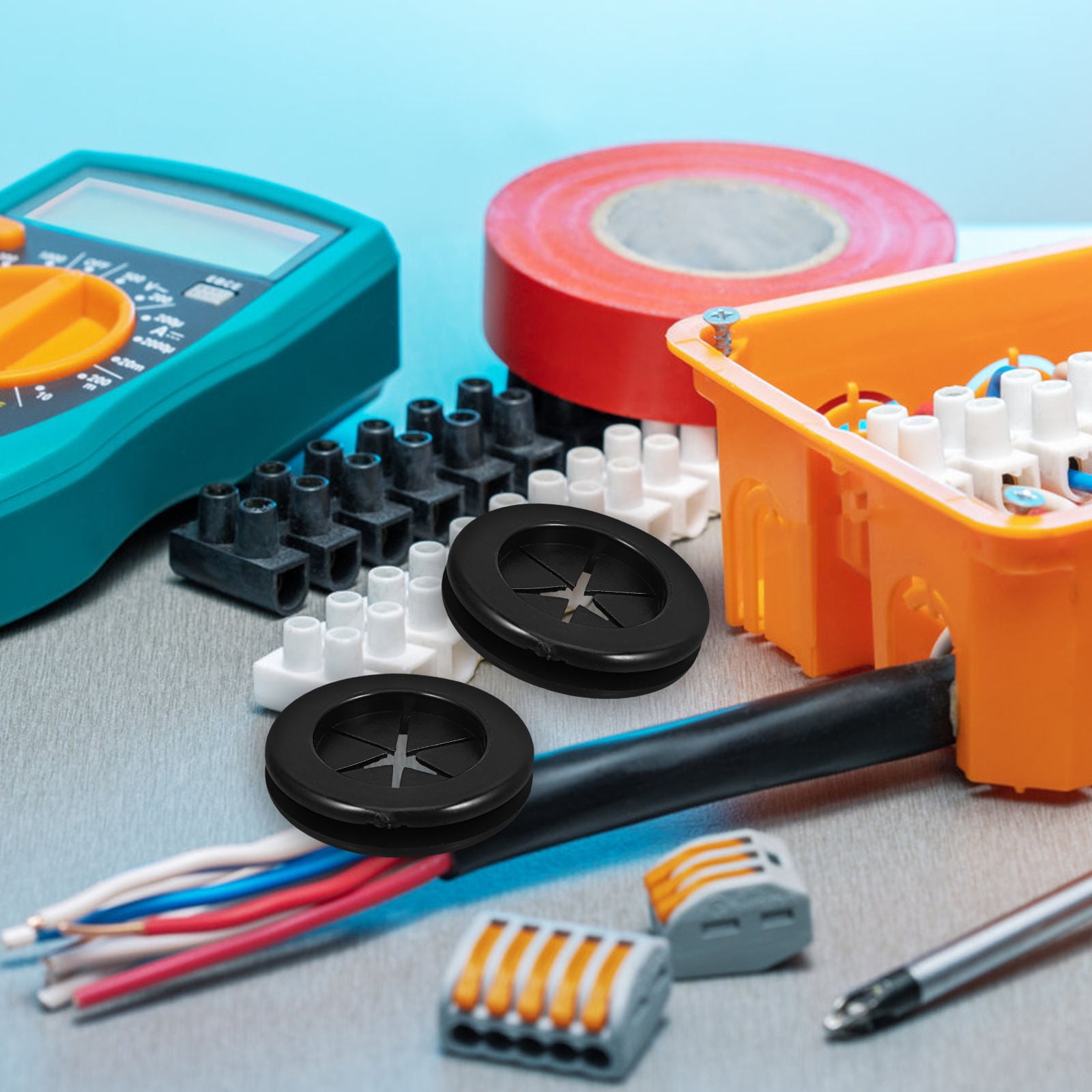 KONTONTY 4pcs Dual Sided Cable Grommet Black Rubber Grommets Wire ...