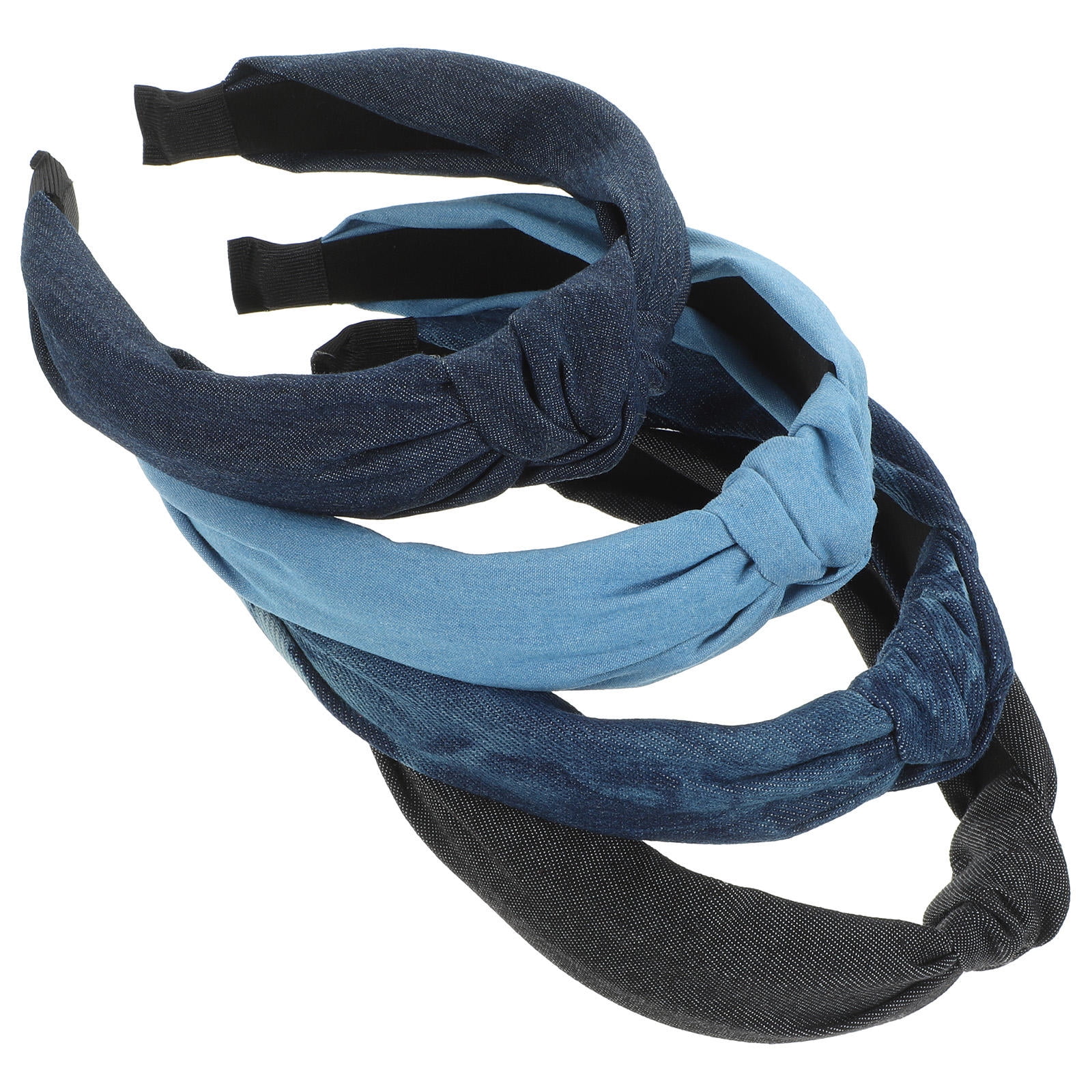 KONTONTY 4pcs Knotted Wide Headbands For Women Knotted Design Denim ...