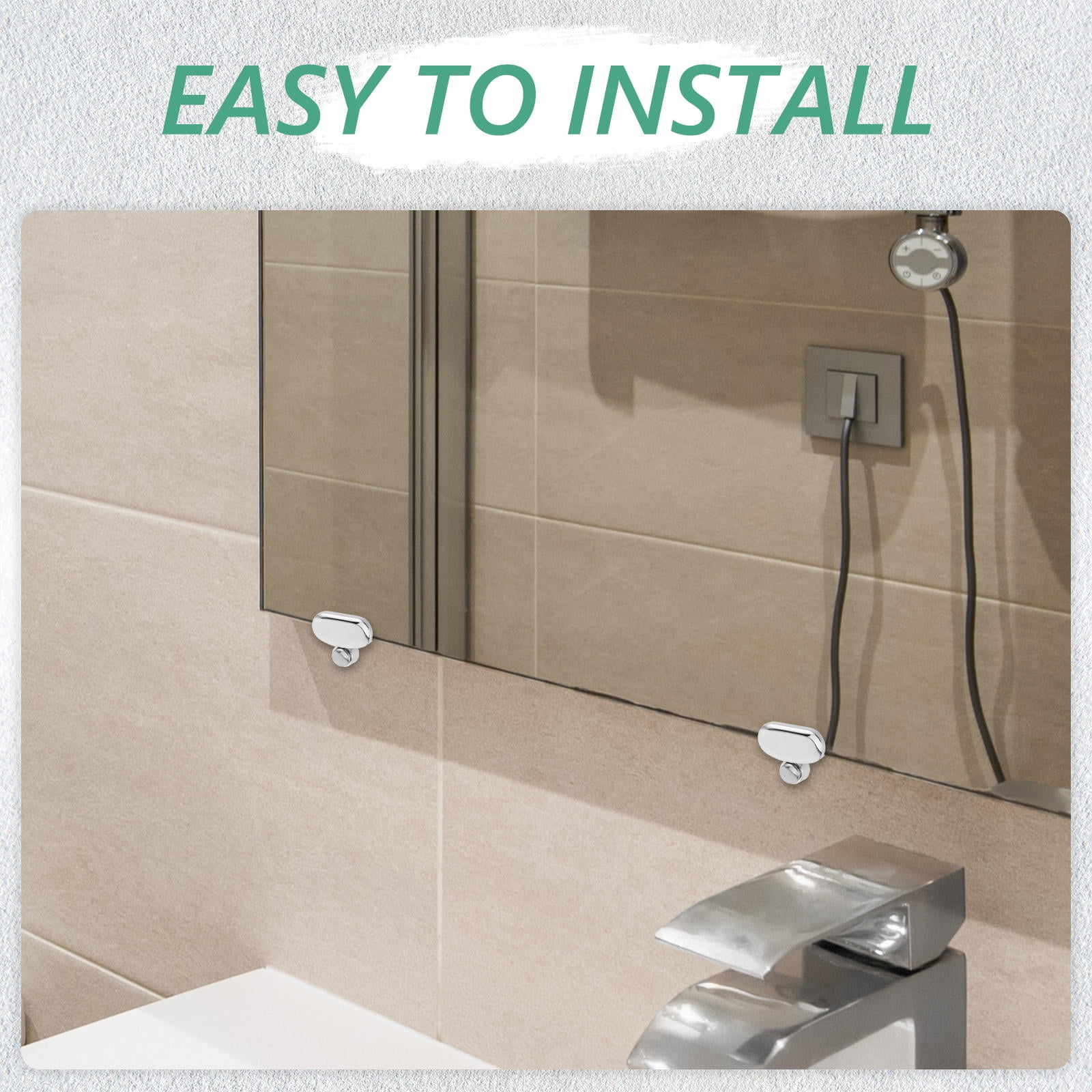 KONTONTY 4pcs Mounting Clips Kit for Bathroom Mirrors Zinc Alloy Mirror ...