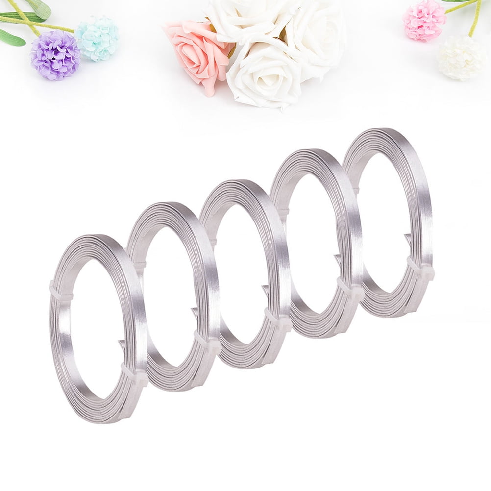 KONTONTY 5 Roll Silver Aluminum Wire for Jewelry Making Supplies Flat ...