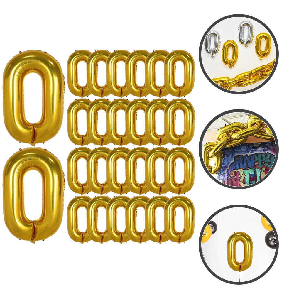 KONTONTY 50Pcs Gold Aluminum Foil Chain Balloons for 90s Party ...