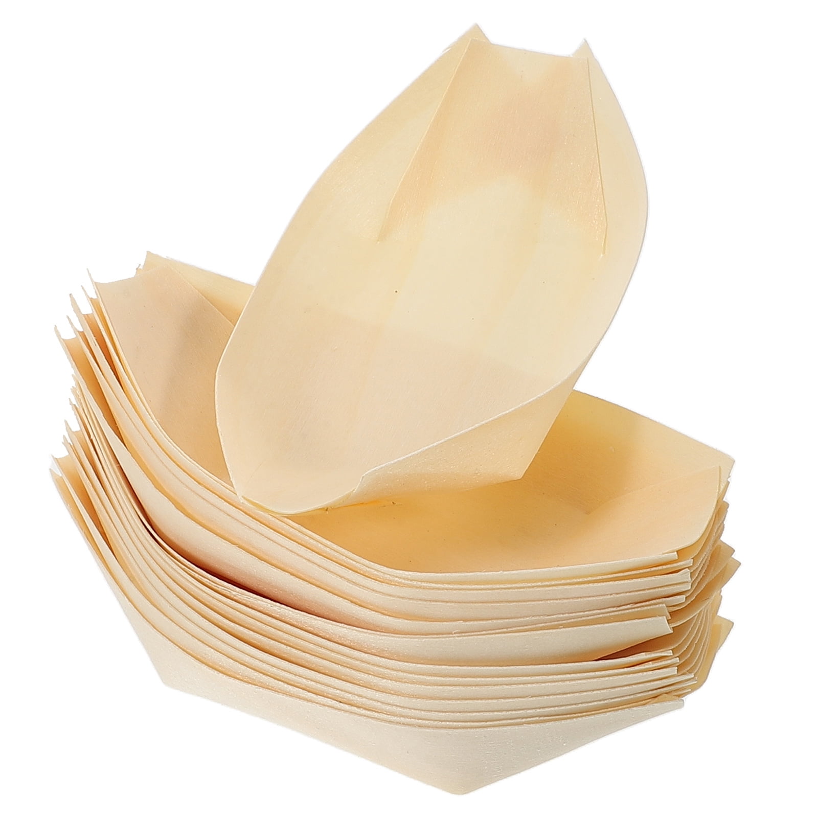 KONTONTY 50pcs Brown Kraft Paper Disposable Recyclable Food Serving ...