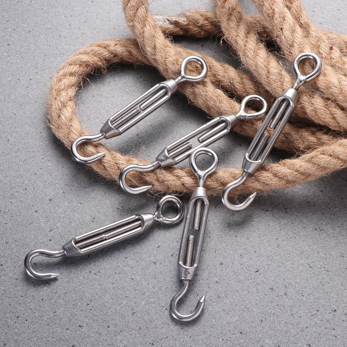 KONTONTY Wire Rope Crimp Hook Turnbuckle Silver Stainless Steel 5Pcs ...