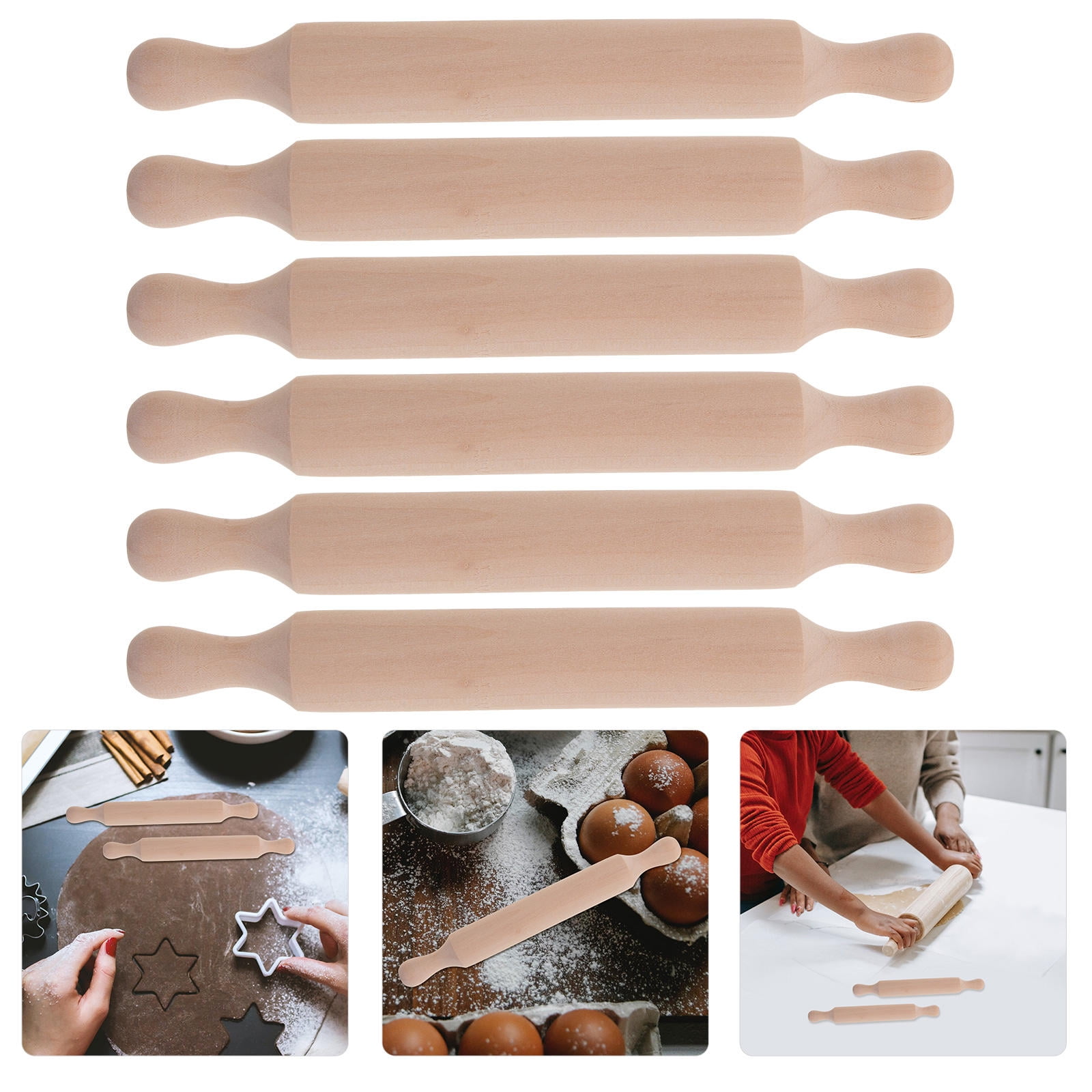 KONTONTY 6 Pcs Rolling Pin for Pretend Mini Rolling Pin Baking Tools ...