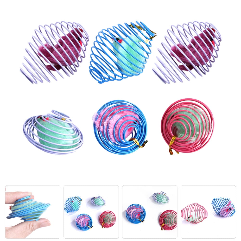 KONTONTY 6Pcs Cat Spring Toys Assorted Color Iron Simple Design for ...