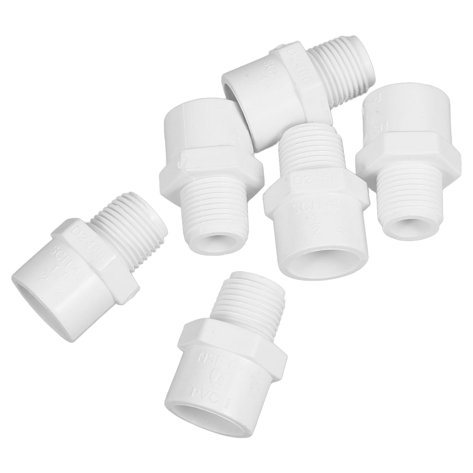 KONTONTY 6Pcs NPT Male Thread PVC Pipe Fitting Adapter Connector 21.3mm ...