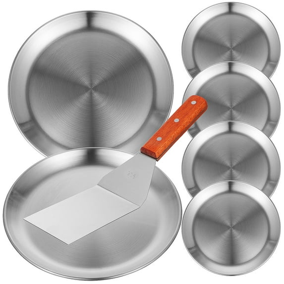 KONTONTY 6Pcs Non Stick Metal Pizza Pans for Baking and Storage Use in ...
