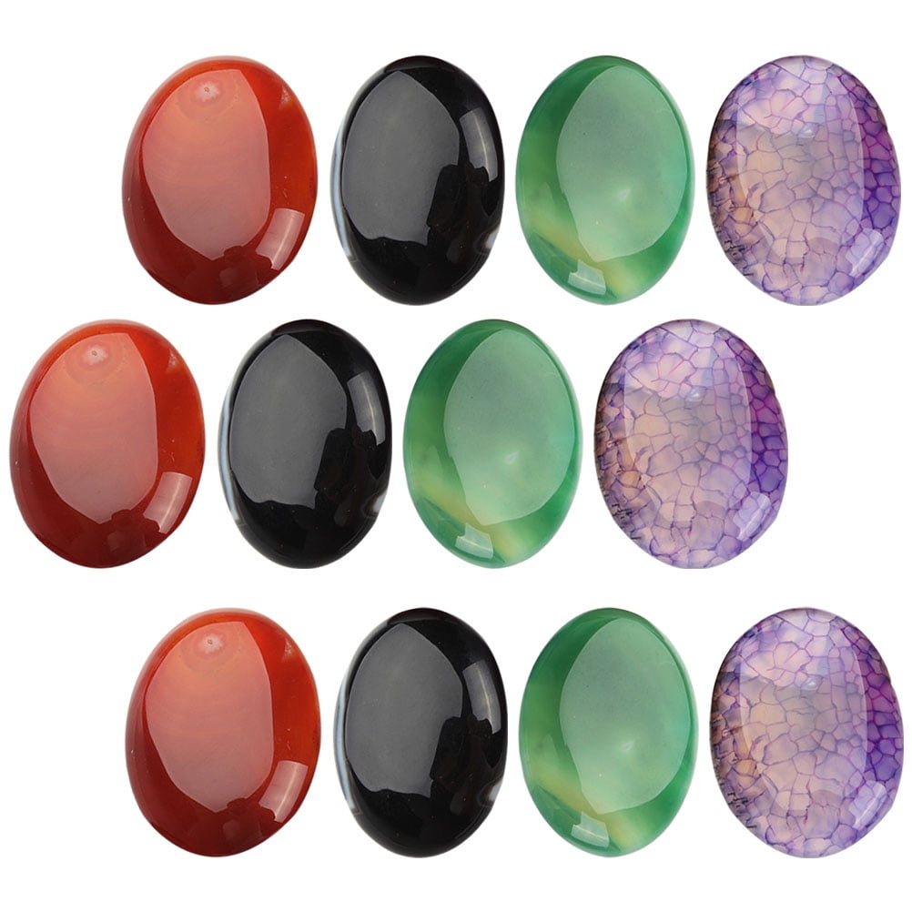 KONTONTY 6Pcs Oval Shiny Gemstone Pendant Assorted Color Diy Jewelry ...