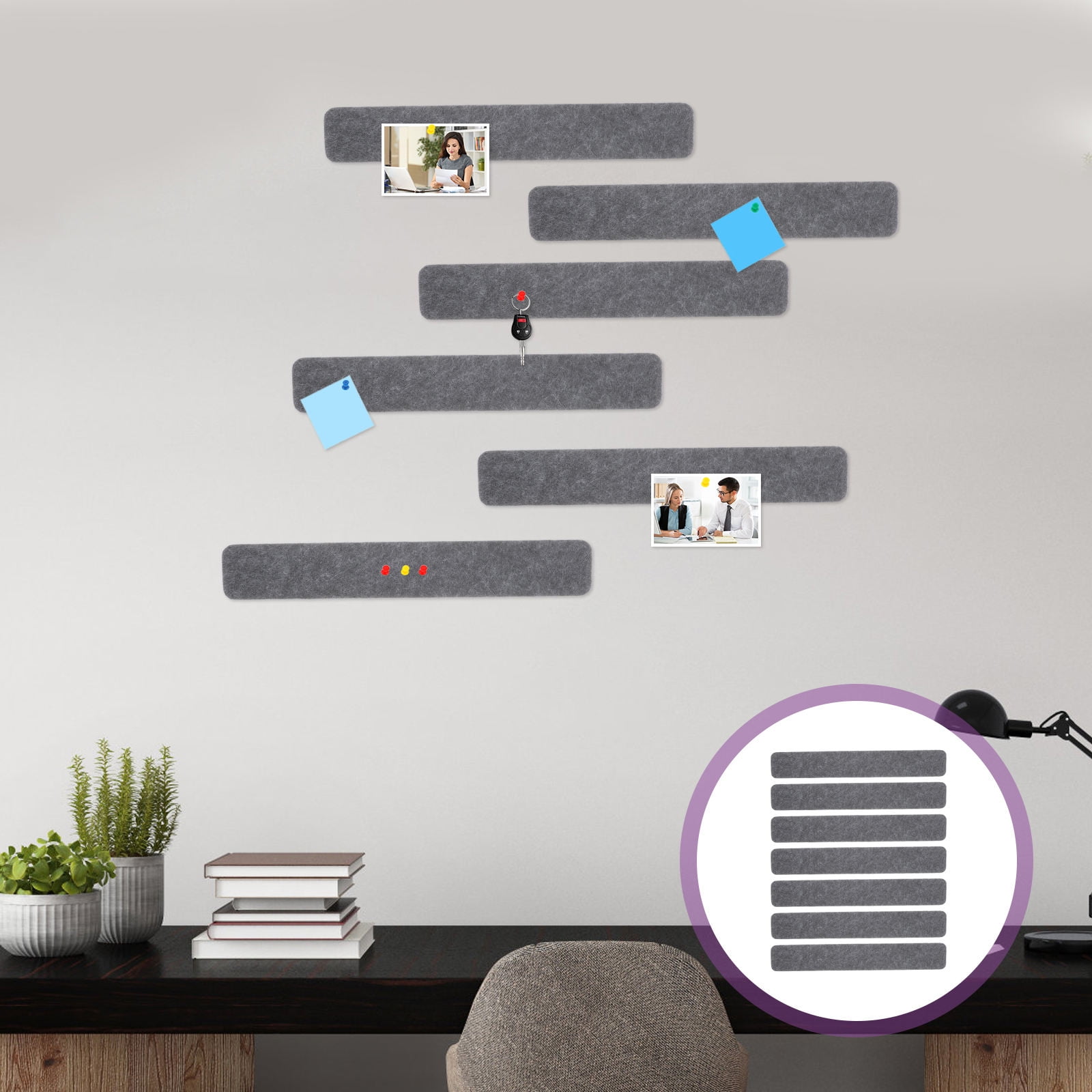 KONTONTY 8 Pcs Felt Bulletin Board Colored Sticky Pin Office Dark Grey ...