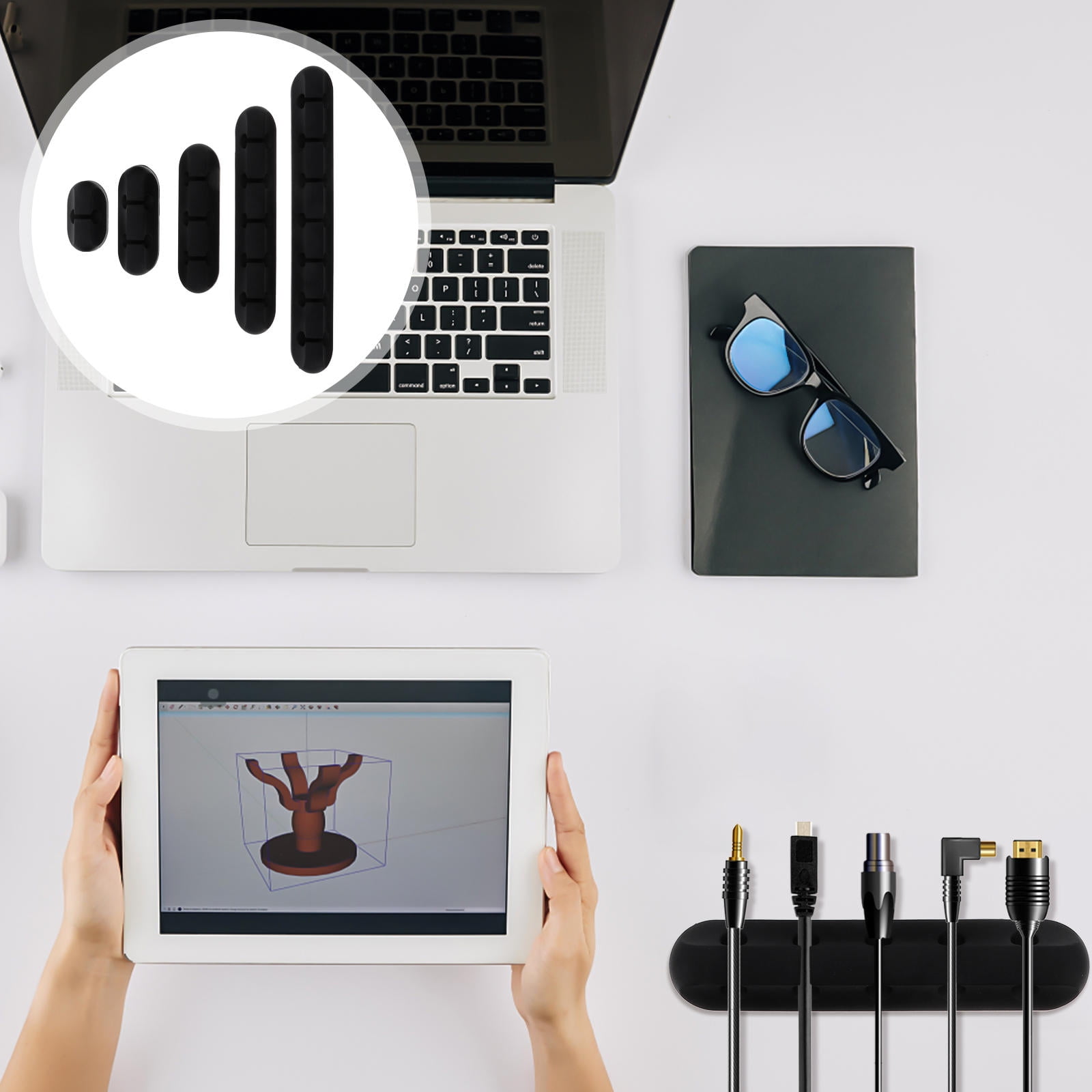 KONTONTY 8Pcs Wire Tidy Clips Black Silicone For Workstation 9.65X2 ...