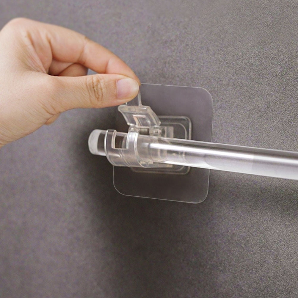 KONTONTY Acrylic Curtain Rod Clear Wall-Mounted Curtain Rod Bathroom ...