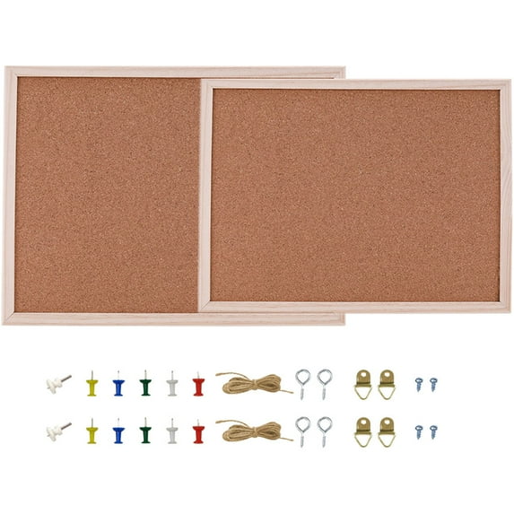 KONTONTY Decorative Message Board Cork Board Wood Trim 2 Sets - Walmart.com
