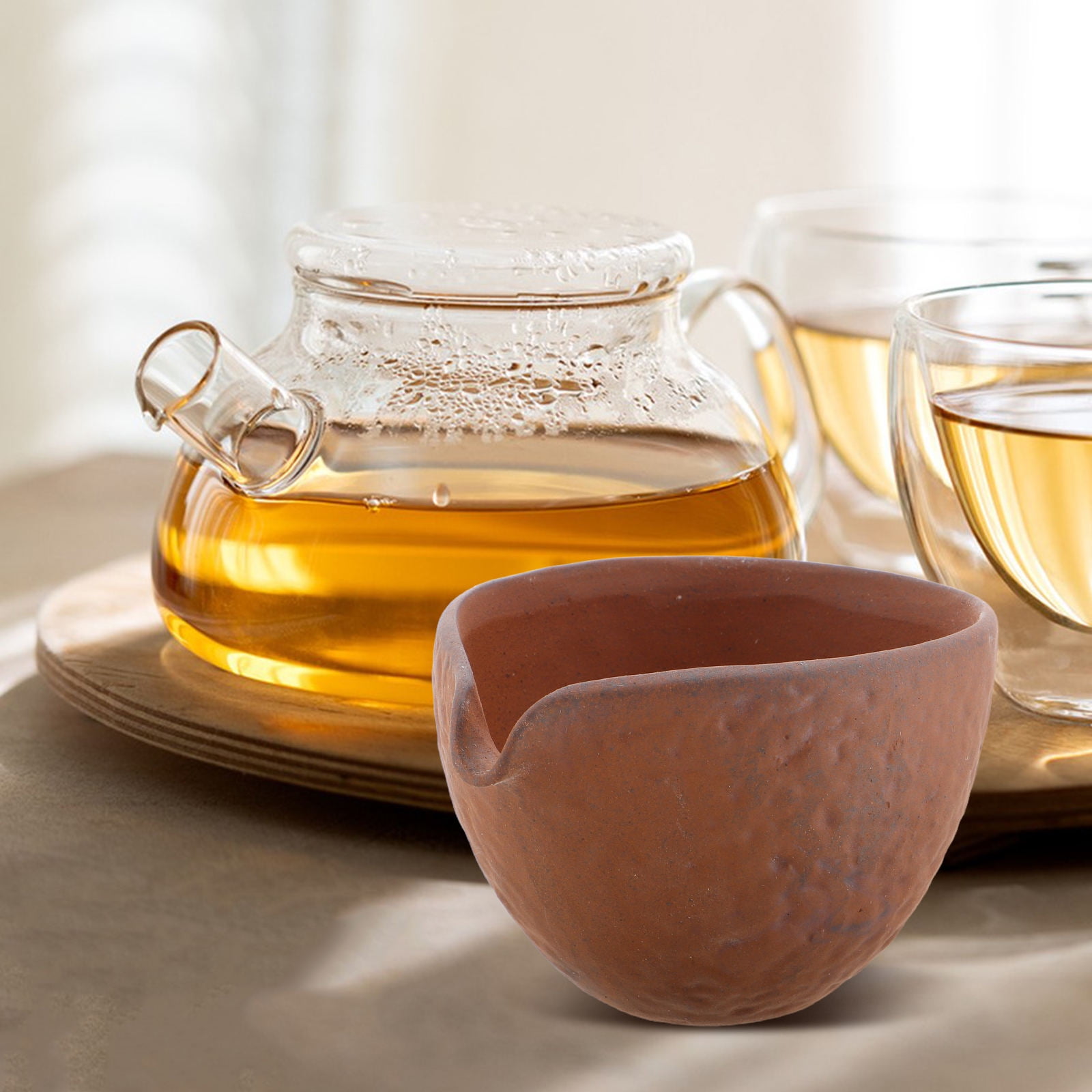 KONTONTY China Gongfu Tea Pitcher Rough Pottery Retro Style Handheld ...