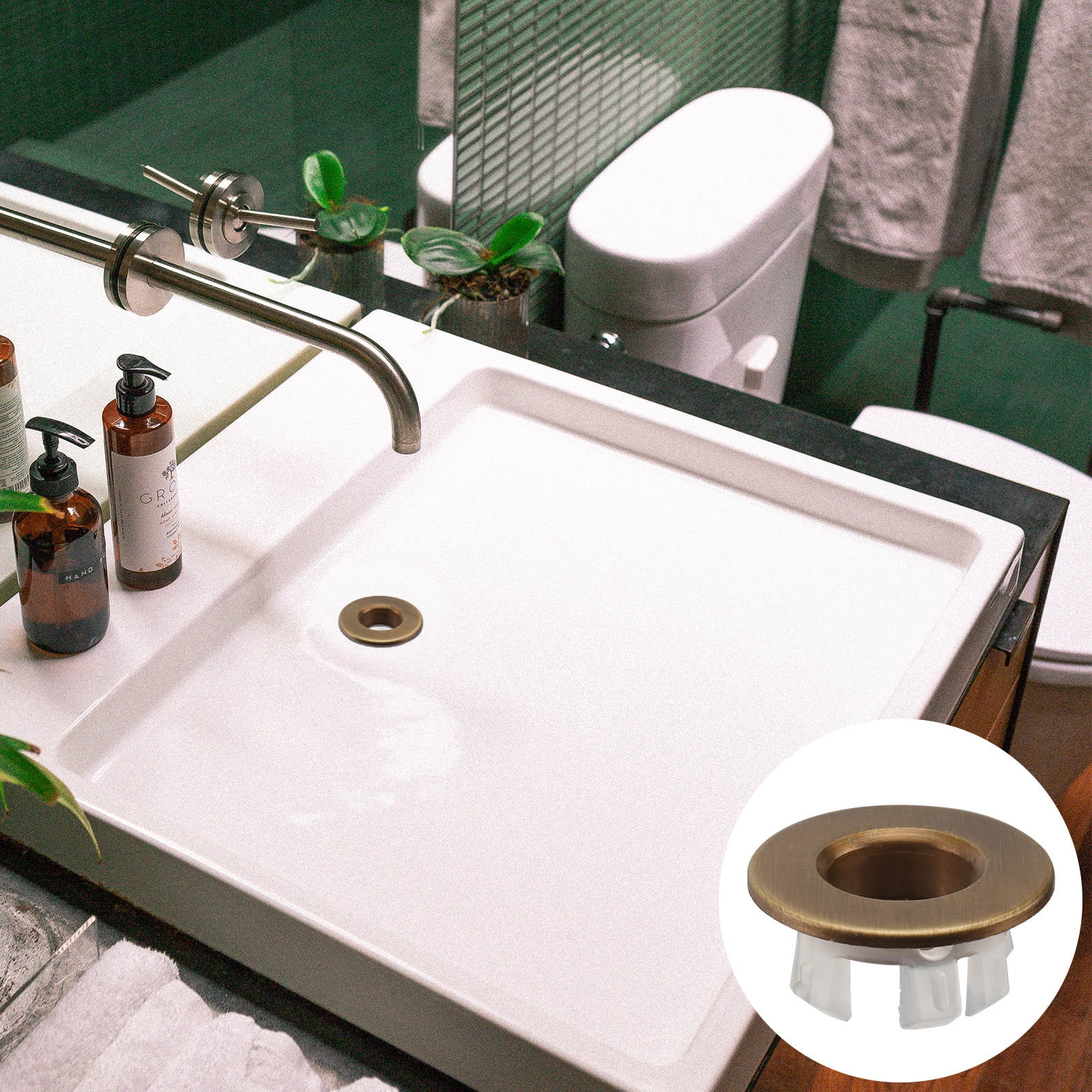 KONTONTY Copper Round Wash Basin Overflow Hole Plug Set of 6 for ...