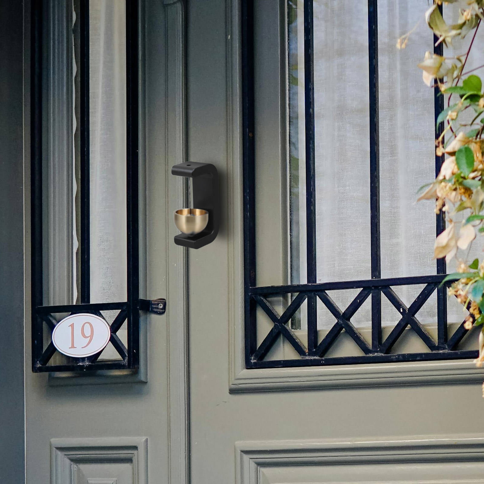 KONTONTY Decorative Shopkeepers Bell Magnetic Wood Doorbell with Brass ...