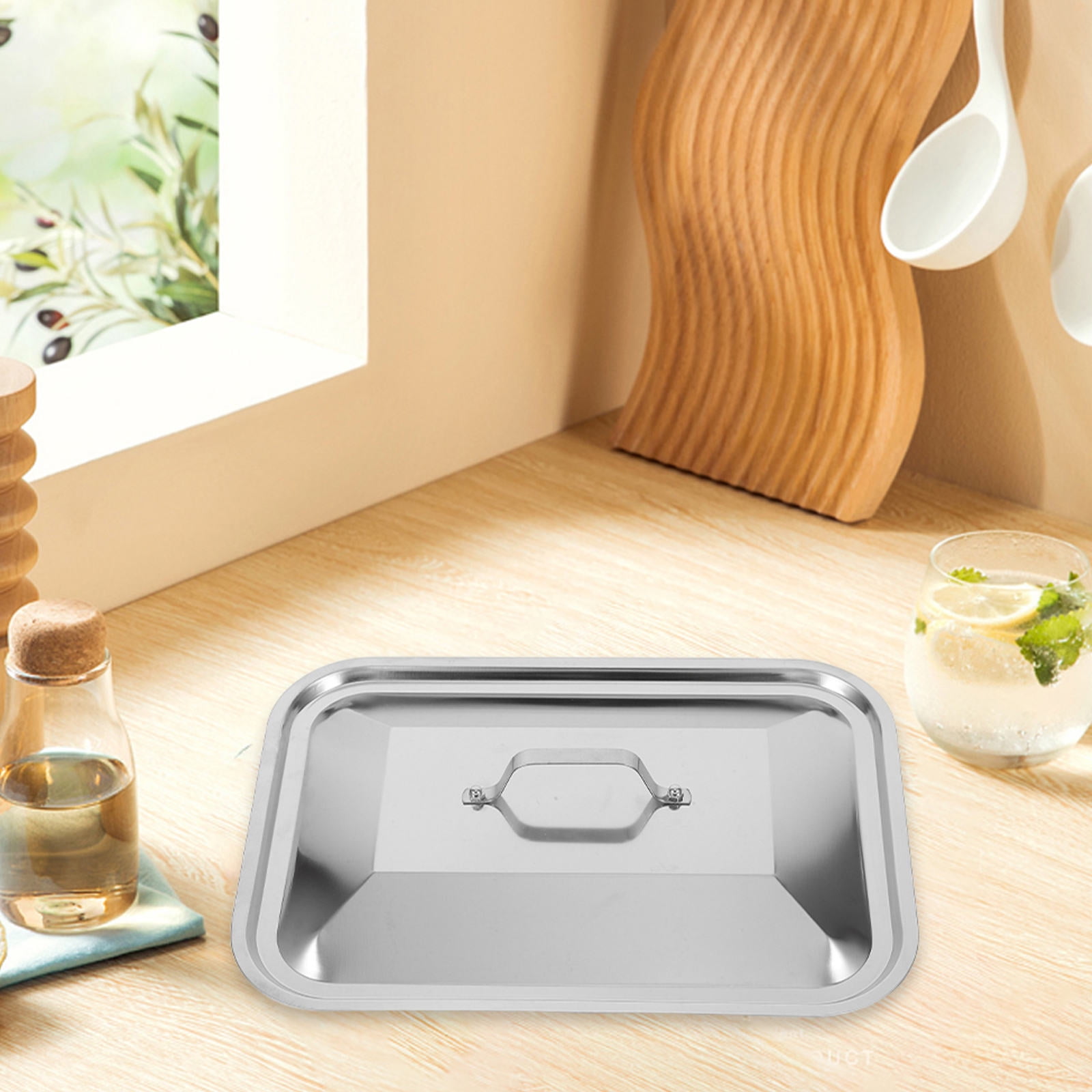 KONTONTY Deep Baking Tray Lid with Handle Stainless Steel Fish Tray ...