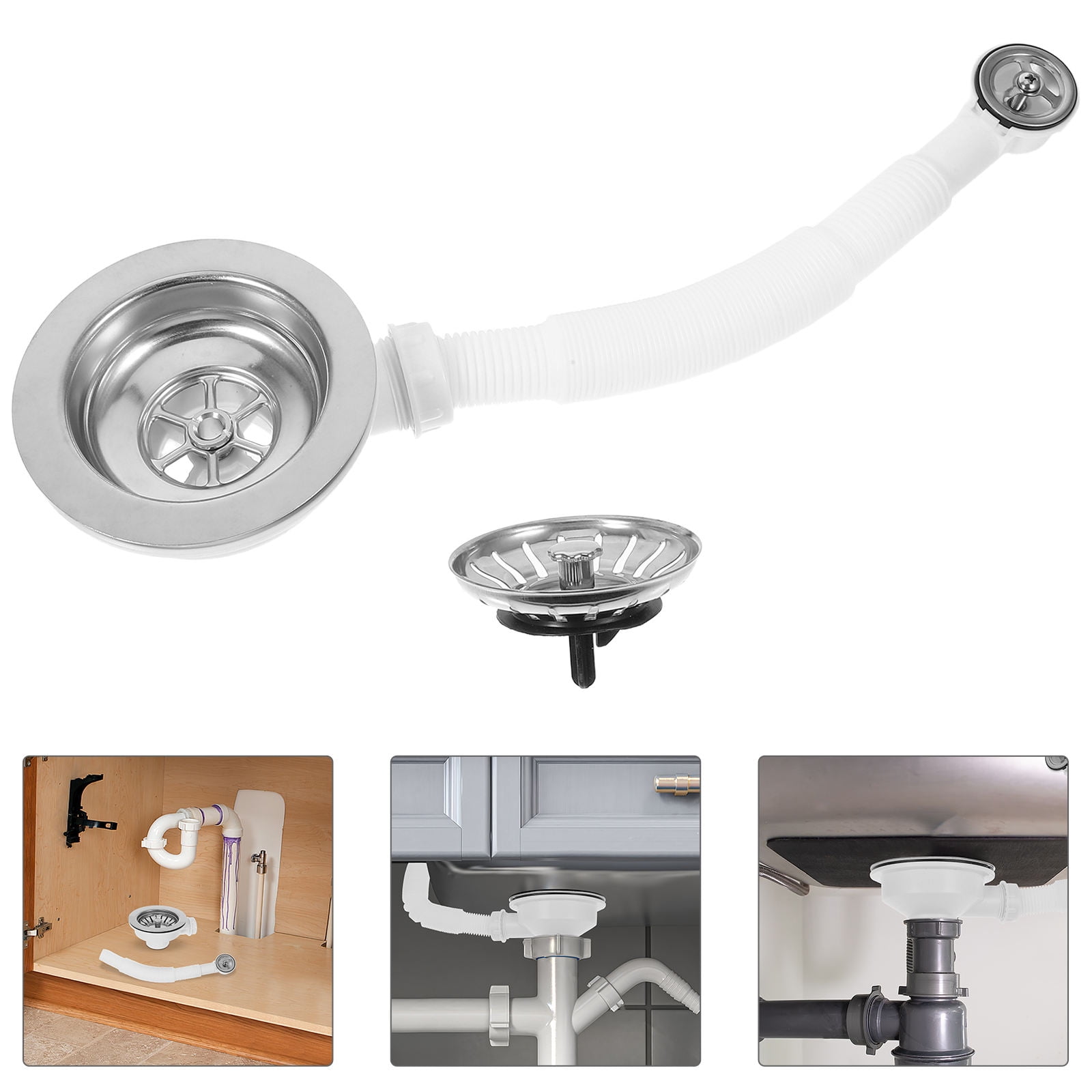 KONTONTY Drainage System for Bathroom Sink Kitchen Overflow Cover White ...