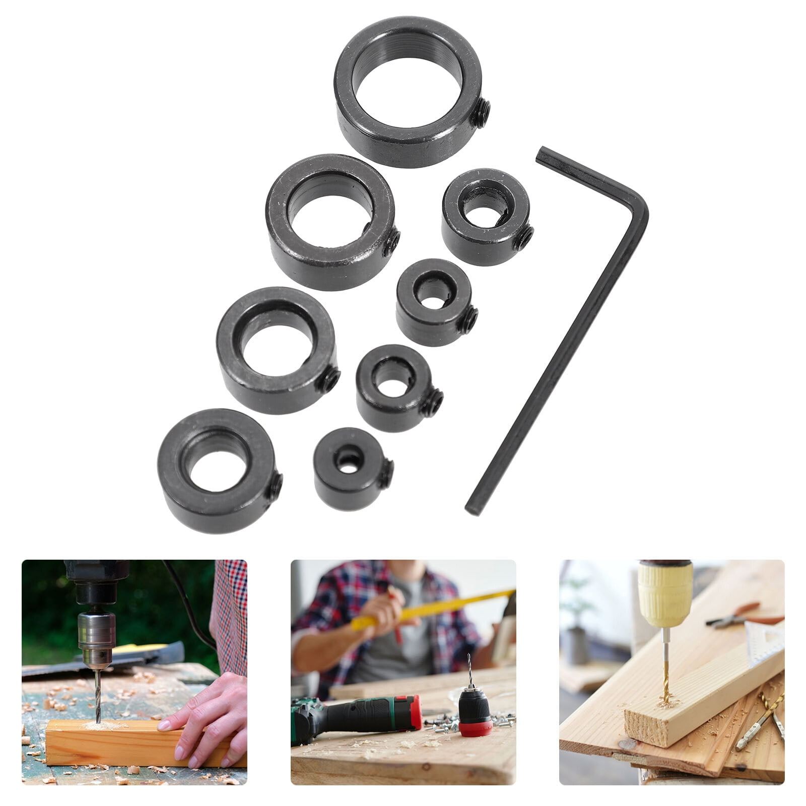 KONTONTY 1Set Carbon Steel Drill Bit Stop Collar Black Reliable Depth ...