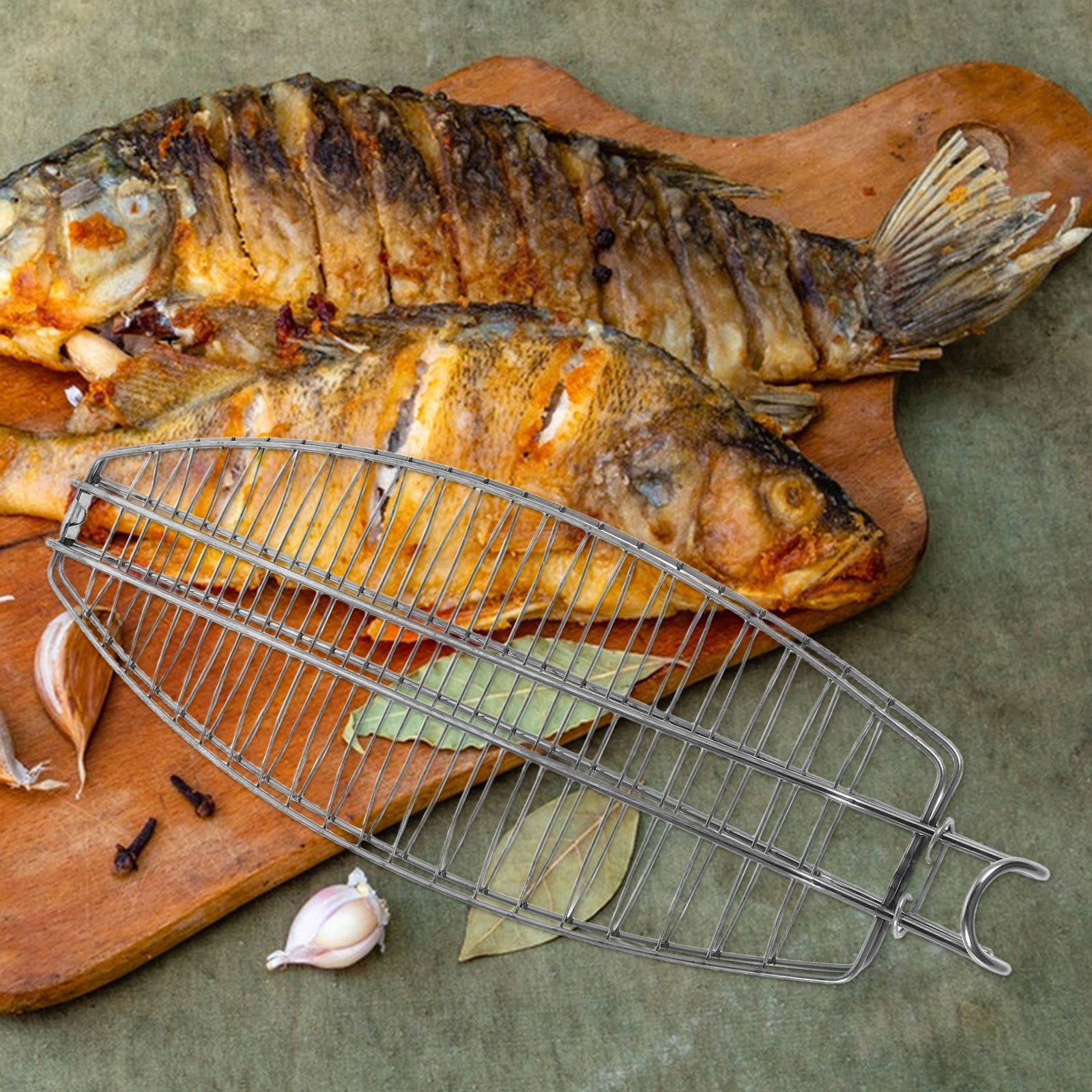 KONTONTY Fish Basket For Grilling Bbq Grill Accessory Bbq Grill Basket ...