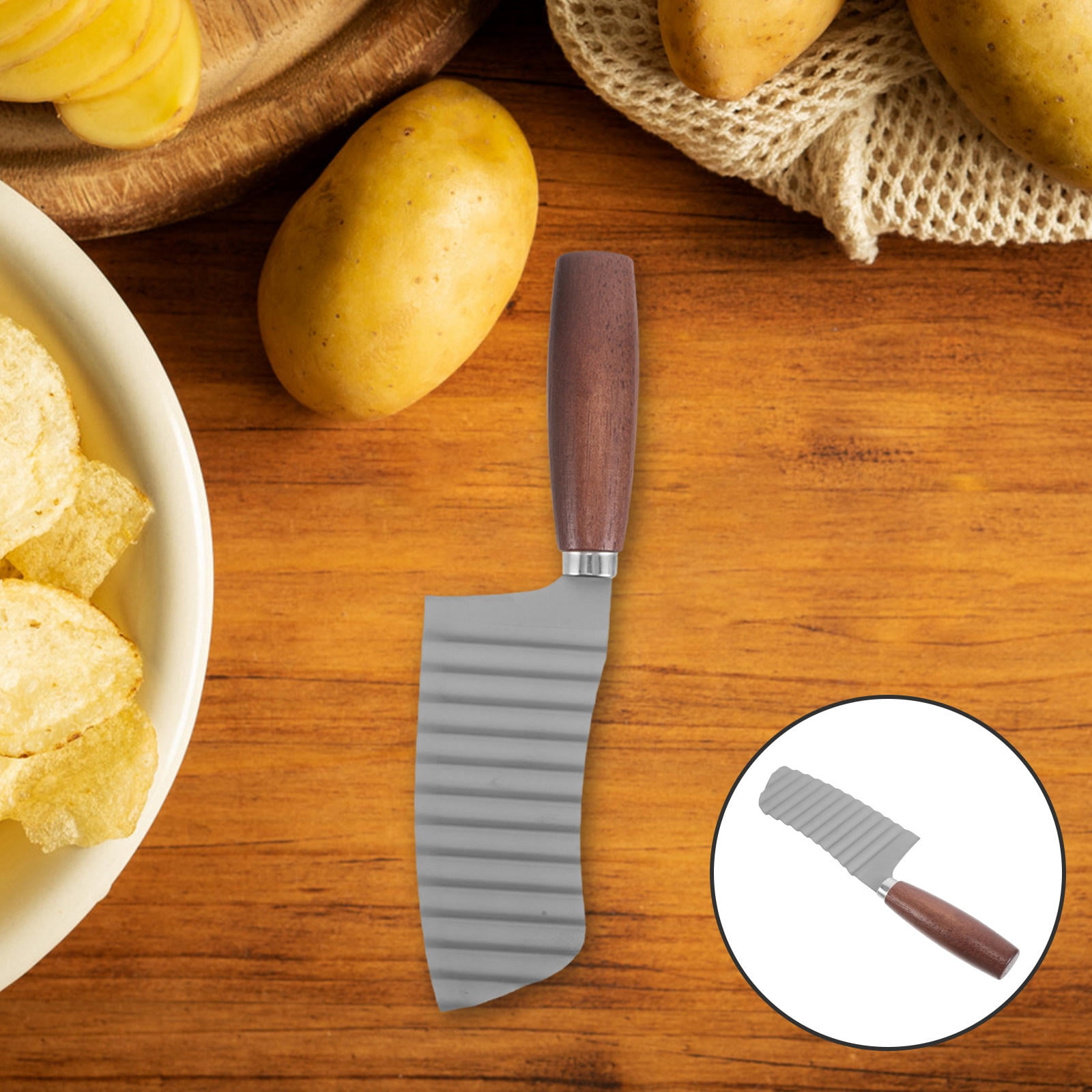 KONTONTY Heavy Duty Stainless Steel Potato Slicer Wavy Crinkle Cutting ...