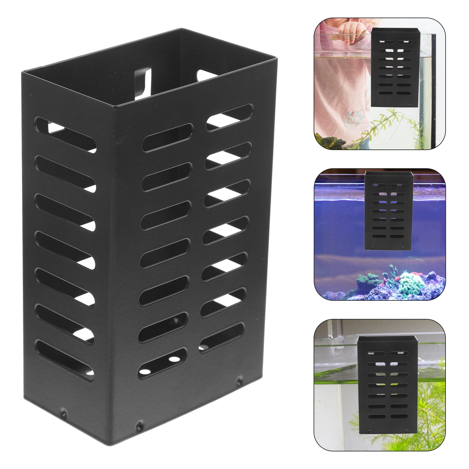 KONTONTY Black Hollow Stainless Steel Aquatic Plant Basket with Hanging ...