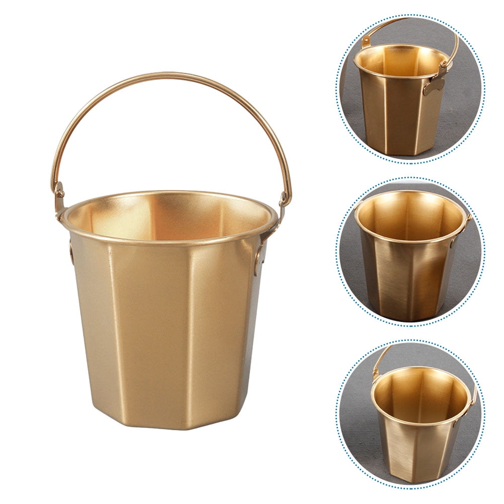 KONTONTY Large Capacity Golden Stainless Steel Bucket with Handle for ...