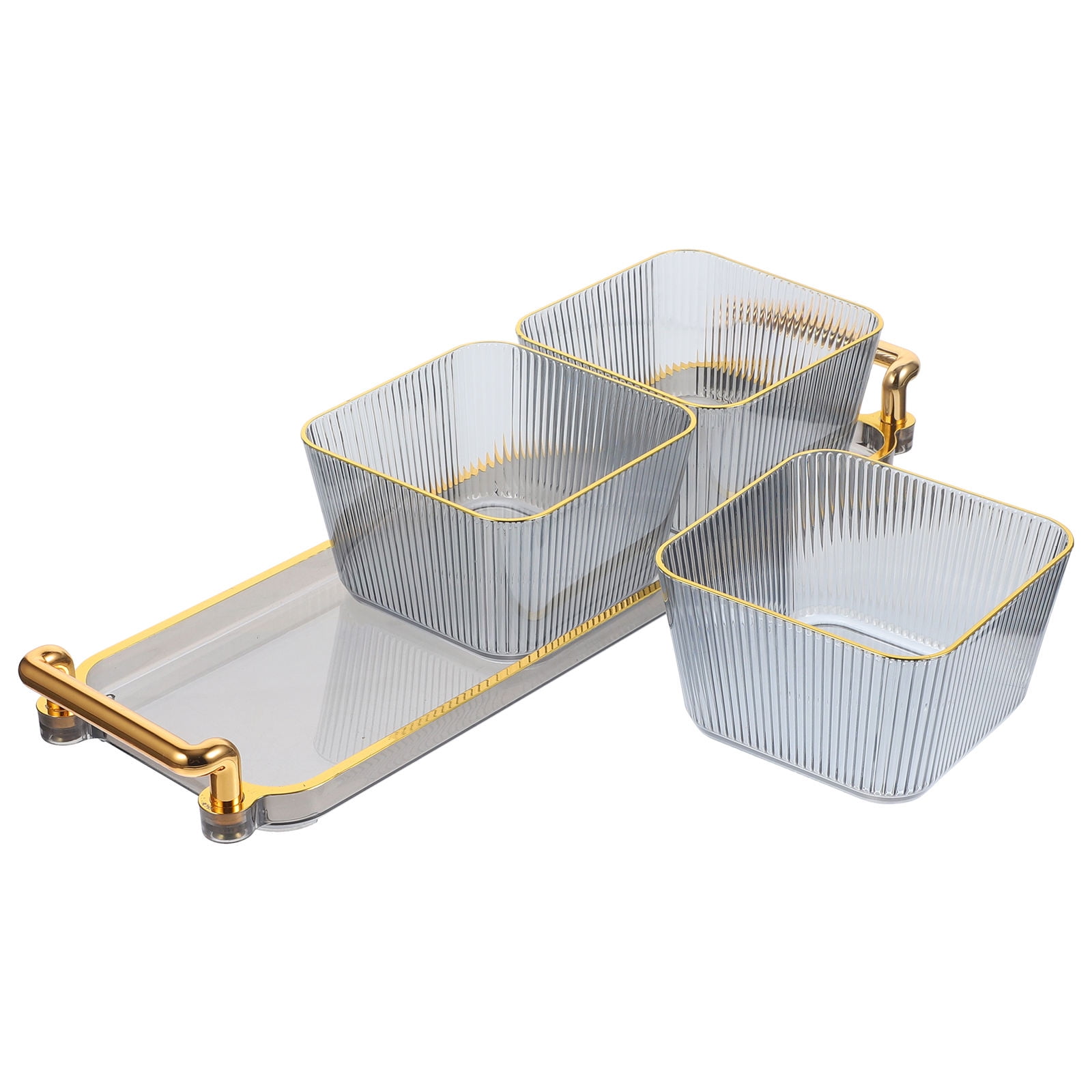 KONTONTY Multi-Grid Rectangular Fruit Bowl with Serving Tray 1 Set 12 ...