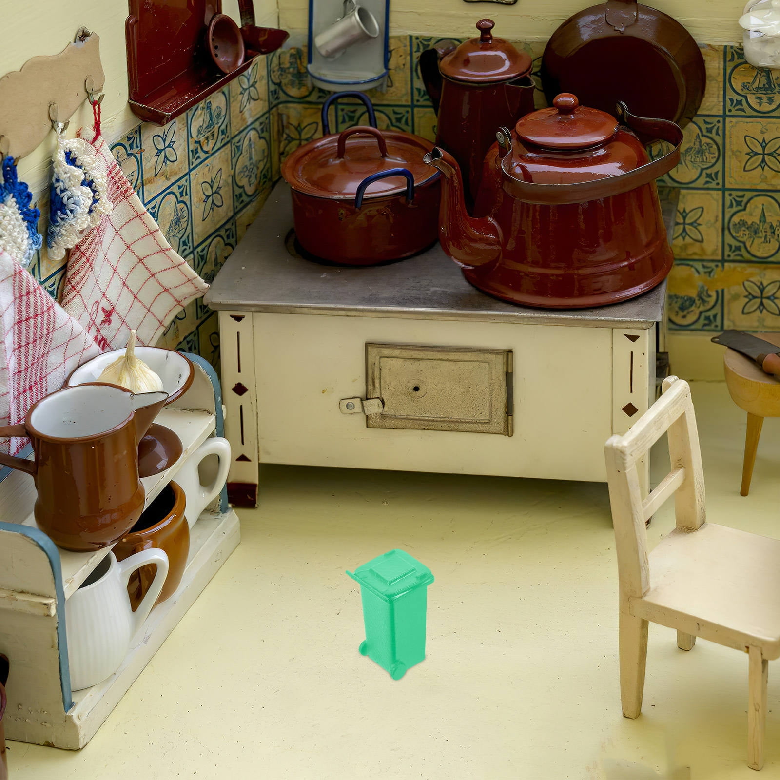 KONTONTY Mini Trash Can Dollhouse Garbage Bin Miniature 1 Set Early ...