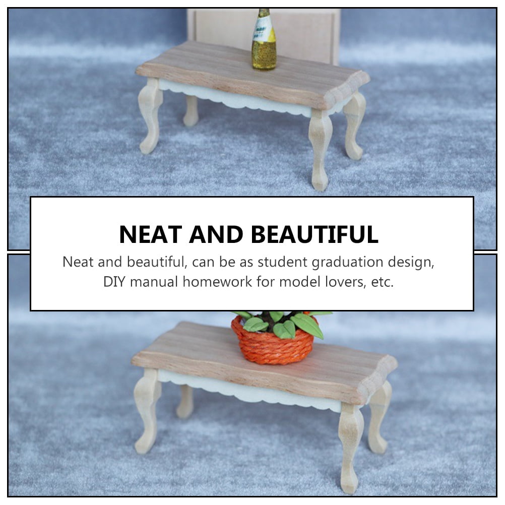 KONTONTY Miniature Tea Table Model Mini House Simulation Tea Table Wood ...