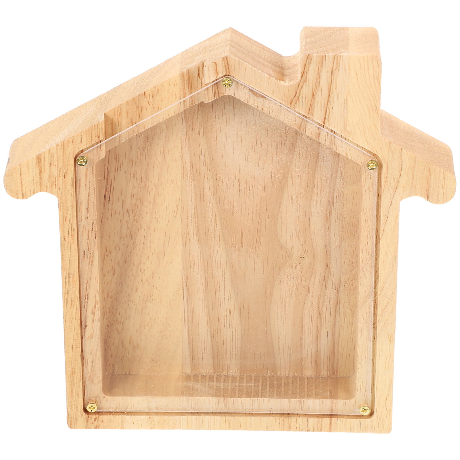 KONTONTY Light Yellow Wooden Money Pot in House Shape, Stylish Tabletop ...
