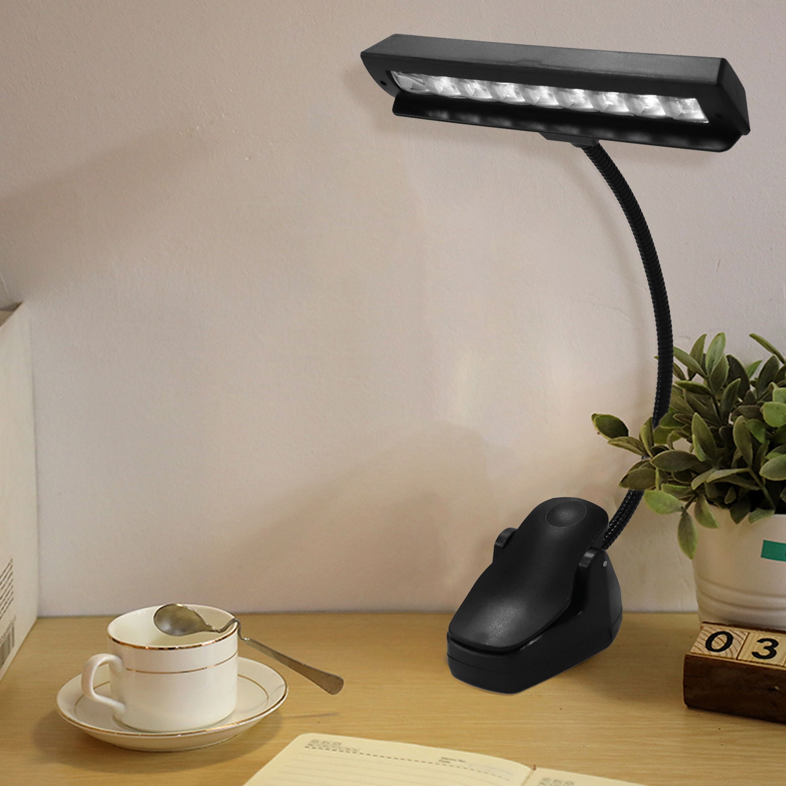 KONTONTY LED Music Score Lamp with Clip, Black Table Reading Light for ...
