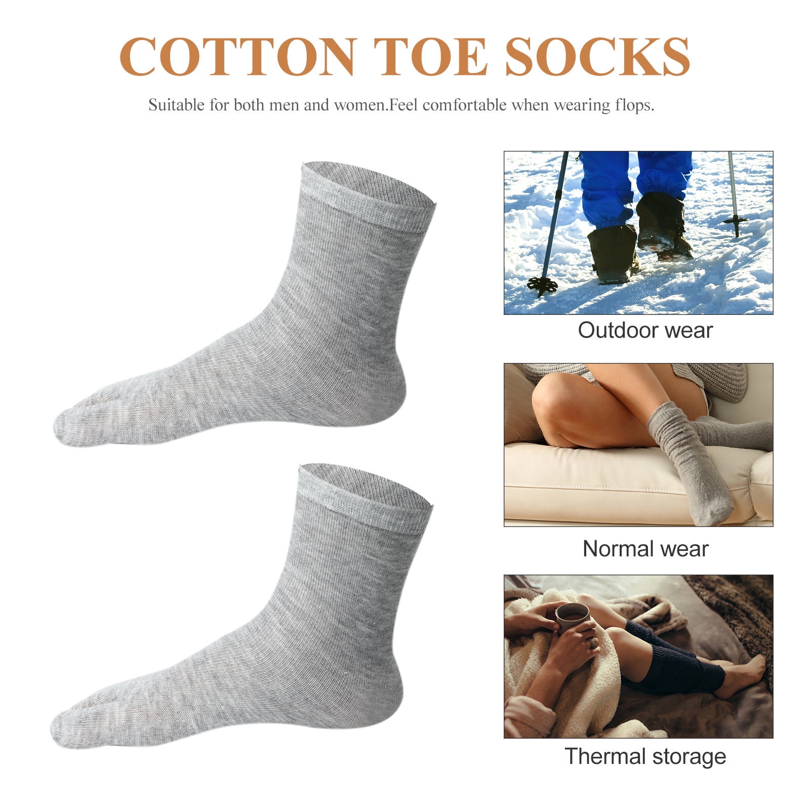 KONTONTY Nuolux Cotton Tabi Toe Socks 3 Pairs for Men and Women with ...