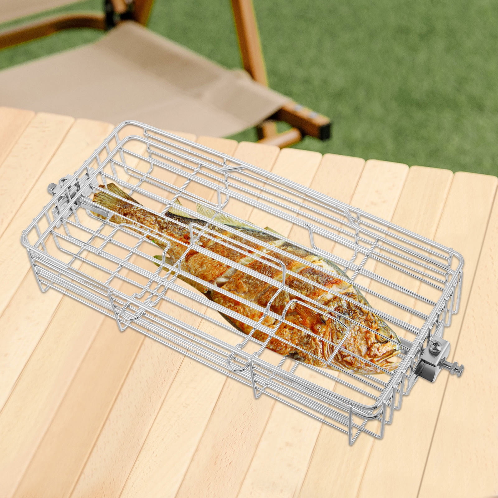 KONTONTY Portable Rotating Grill Rack for Fish Chicken Wings Lamb BBQ ...