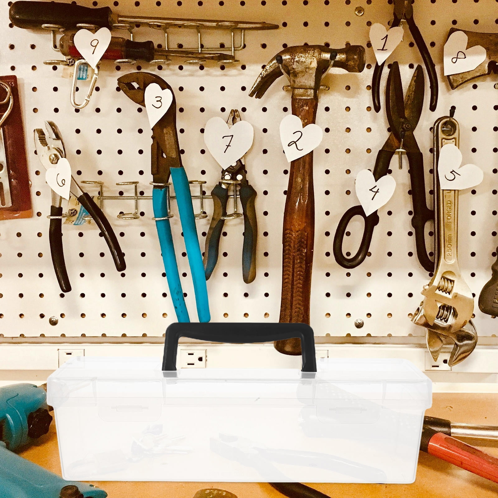 KONTONTY Portable Tool Box with Handle Clear Plastic Storage Box for ...