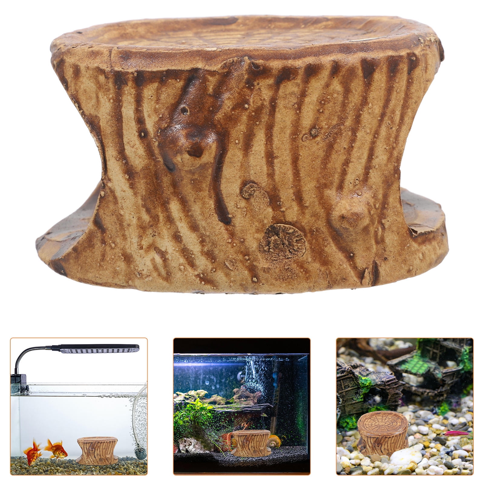 KONTONTY Reptile Cave Ceramic Basking Platform Hiding Habitat Aquarium ...