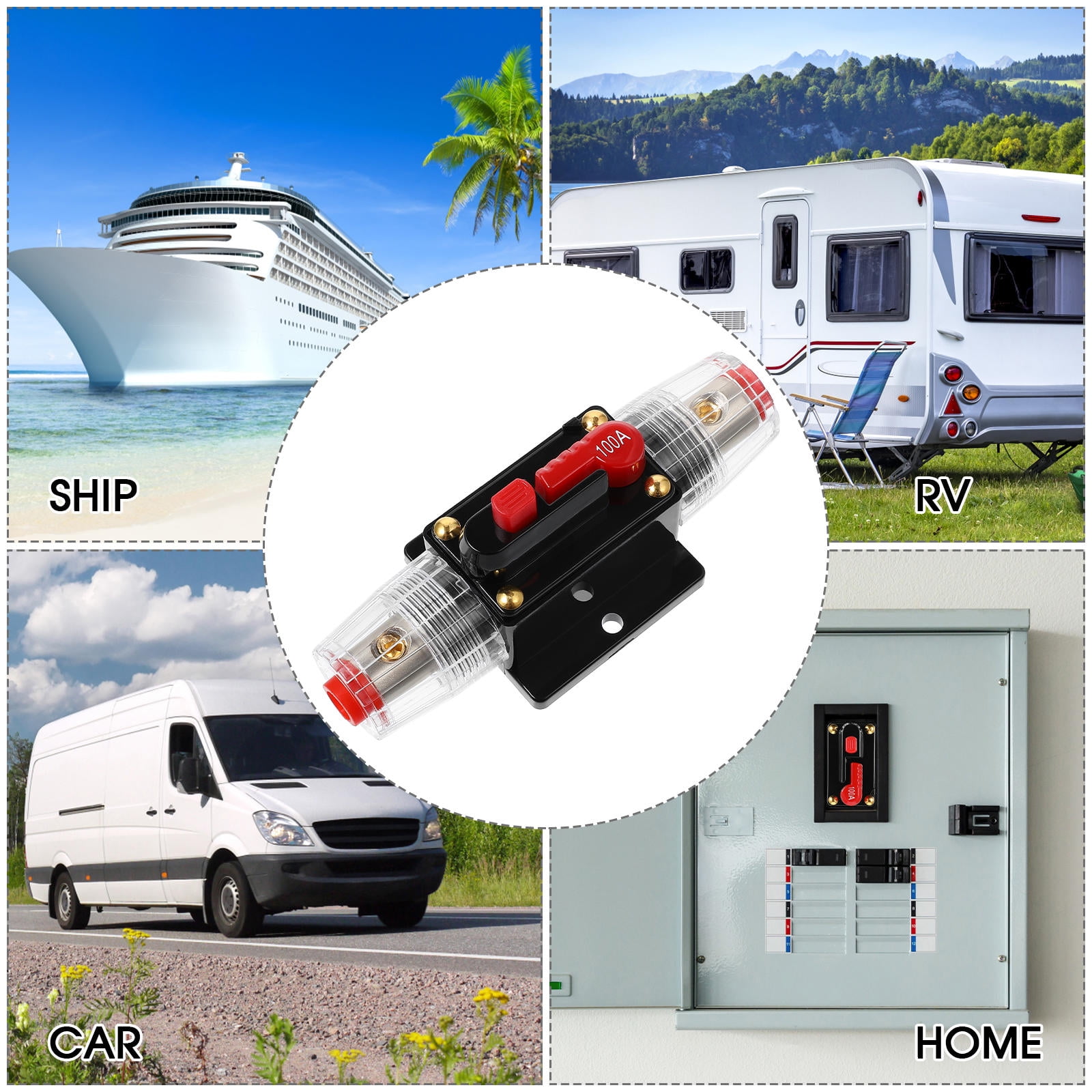 KONTONTY Reset Fuse Inverter Circuit Breaker Switch Multi Alloy 1Set 4 ...