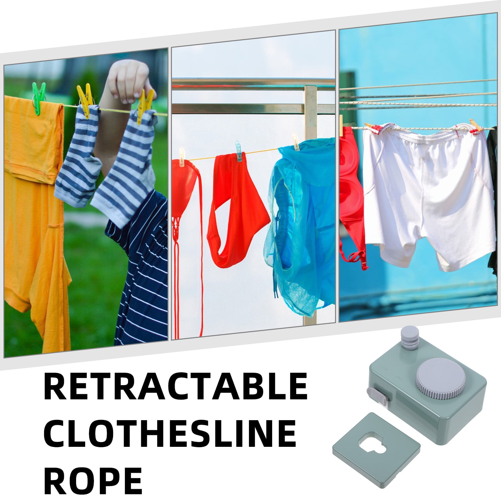 KONTONTY Retractable Clothesline Laundry Drying Rope Clothes Line Heavy ...