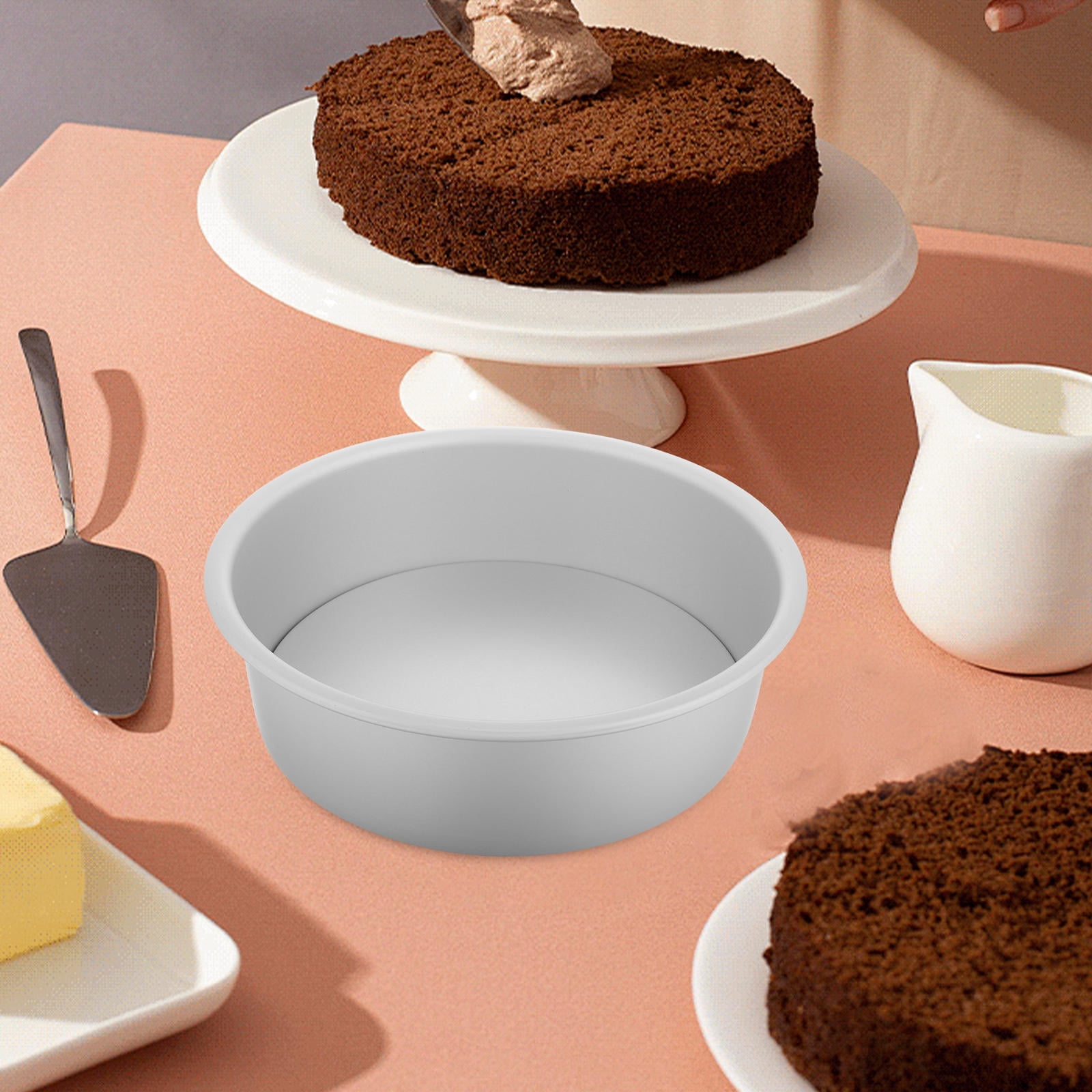 KONTONTY Round Cake Pan with Removable Bottom Cake Trays for Mini Bread ...