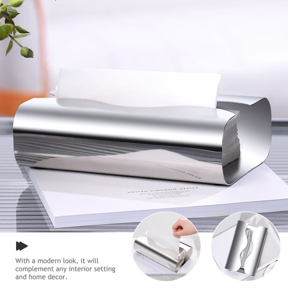 KONTONTY Silver Tissue Box Holder for Toilet Paper Metal Storage and ...