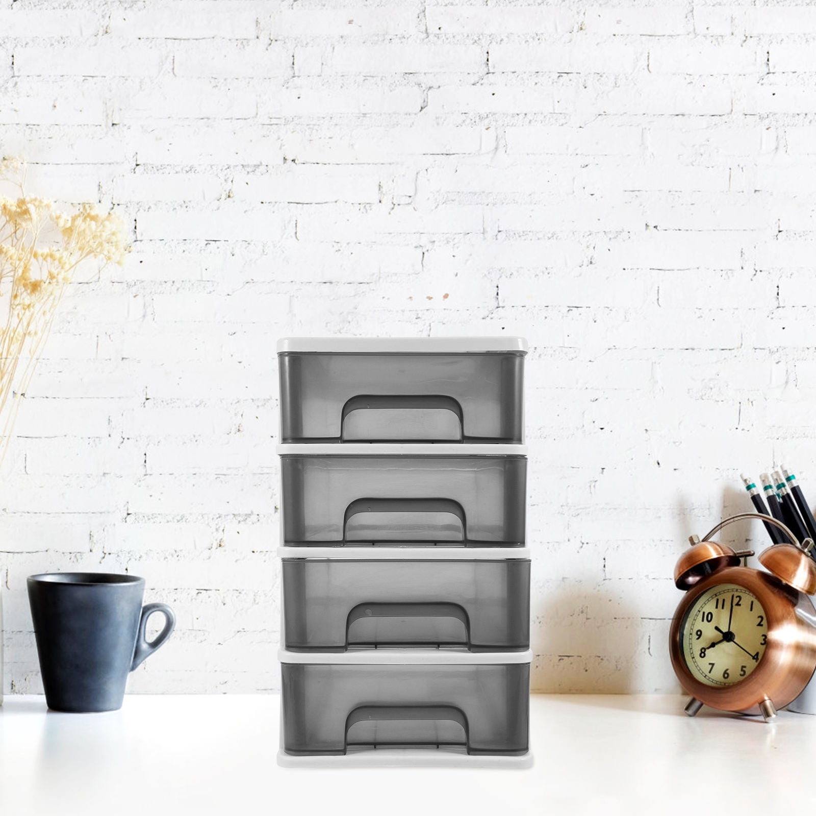 KONTONTY Space-Saving Small Plastic Drawer Organizer for Office Supplies and Stationery Desktop ...